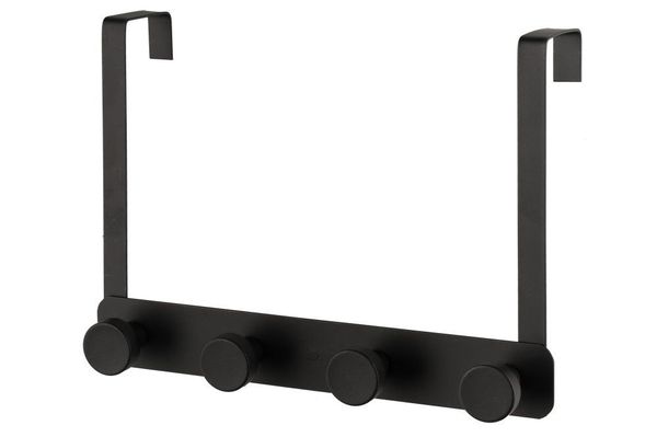 Knaggrekke for dør med 4 knagger Sort - Sparetorget